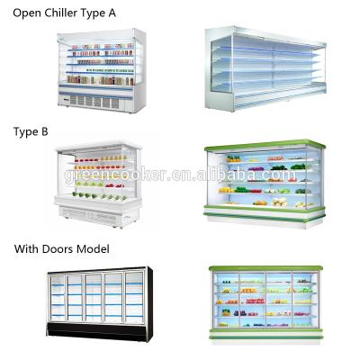 China El blanco llevó el estante ajustable que encendía el refrigerador abierto de Multideck en venta
