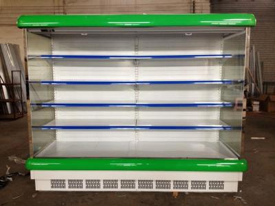 China El refrigerador abierto de Multideck de la exhibición de la fruta fortificó las ruedas 2~10℃ con la cortina de la noche en venta