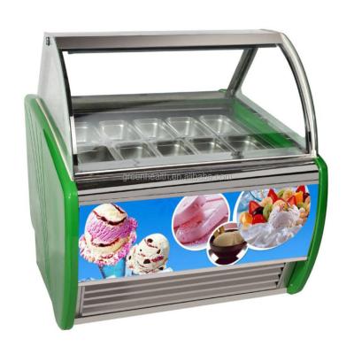 China solo escaparate del congelador de la exhibición del helado de la fila 10Pans con dentro ligero en venta