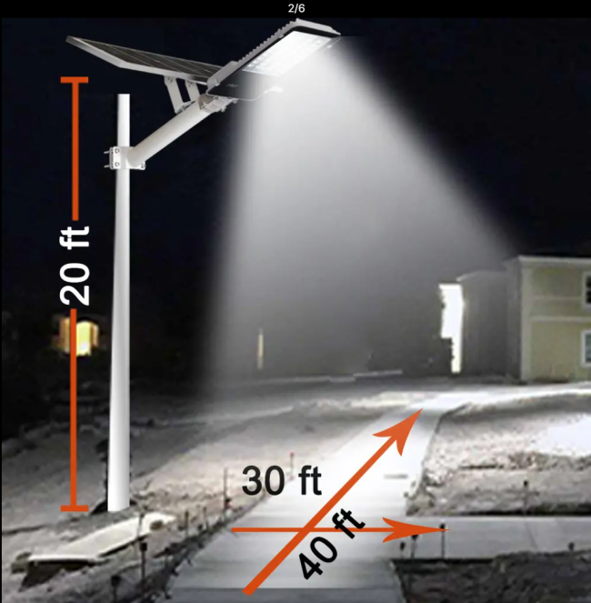 Solar LED street light installation example showing proper mounting and placement