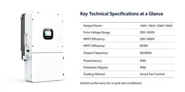 BSR Series three-phase hybrid inverter - front view showing display and controls
