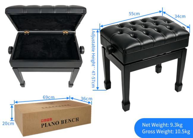Adjustable Wooden Piano Bench