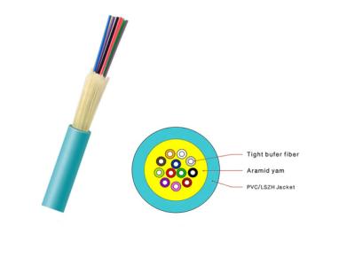 Cina Cavo a fibre ottiche dell'interno stretto dell'ammortizzatore GJFJV di FTTH rivestimento del PVC LSZH del centro 4 - 48 in vendita