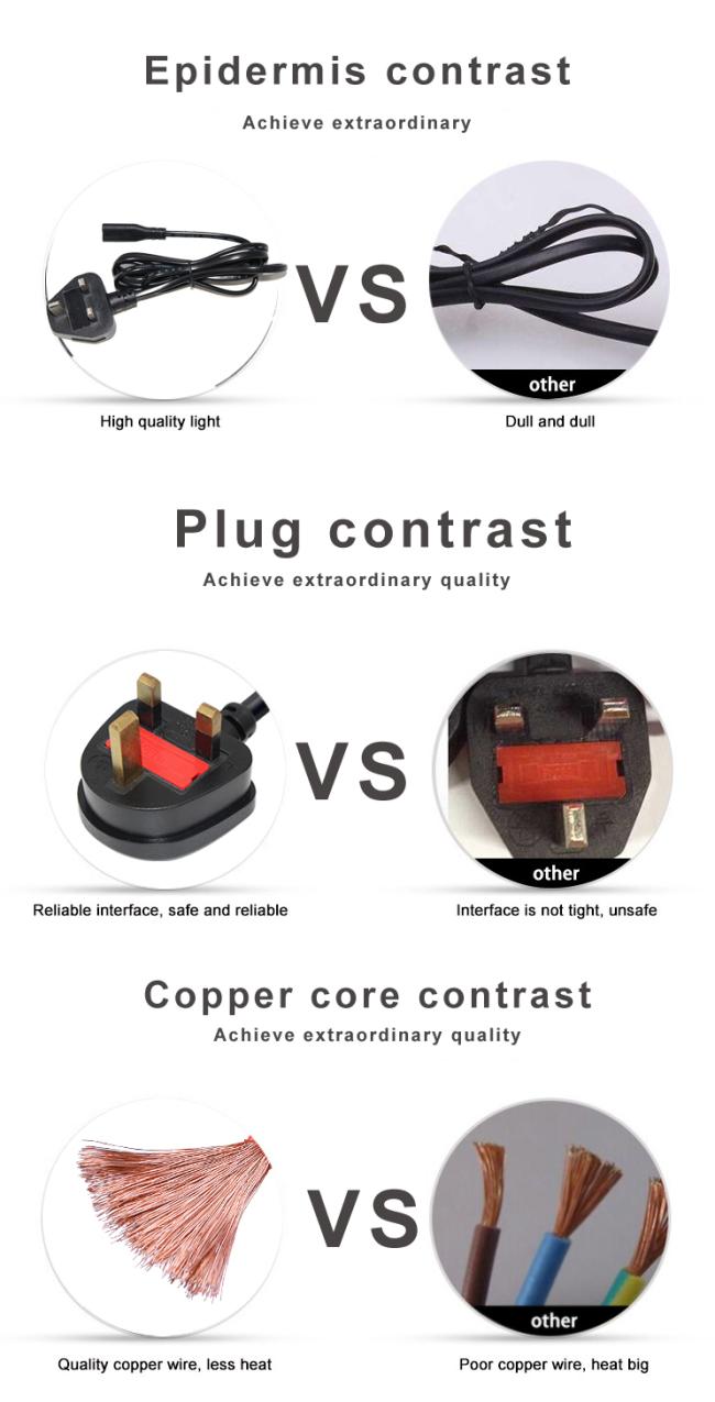 UK to IEC C7 power cord in use