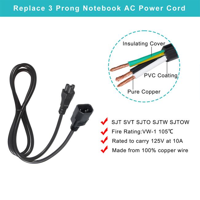 IEC C5-C14 power cord side view