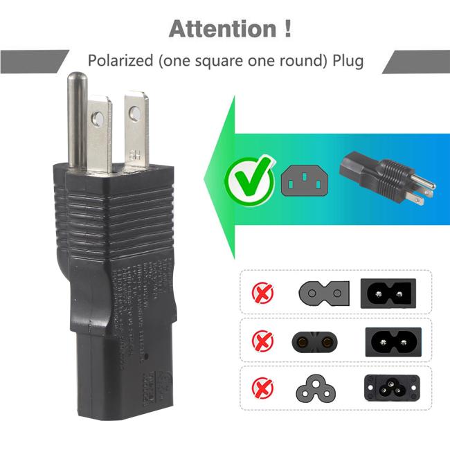 IEC320 C13 to NEMA 5-15P adapter side view