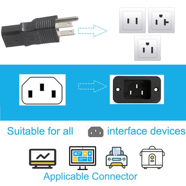 IEC320 C13 to NEMA 5-15P adapter close-up