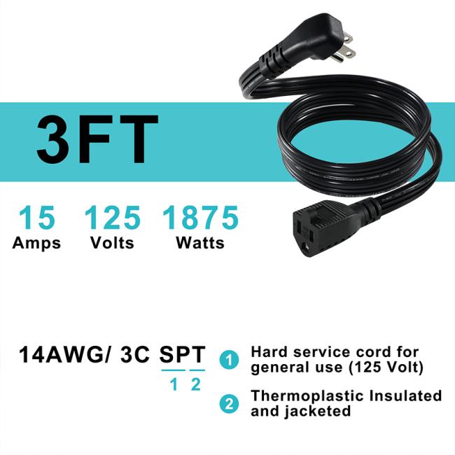 14 AWG SPT-3 Flat Wire Power Cord side view
