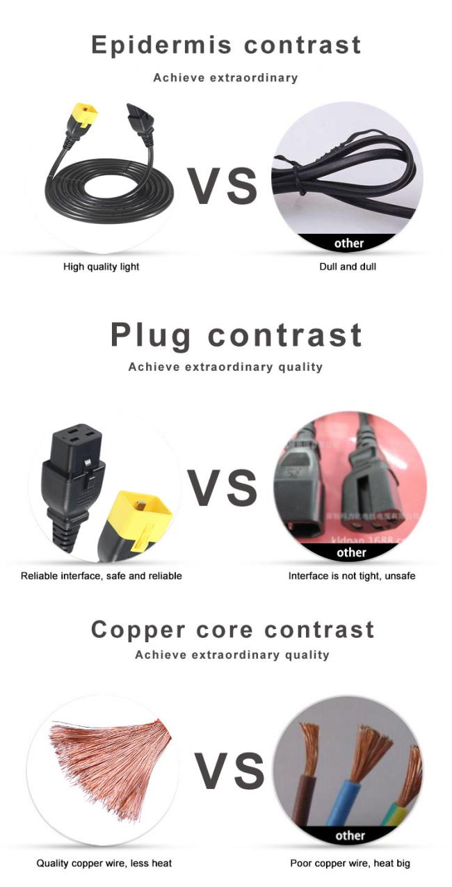 IEC C20 to C19 power cord side view