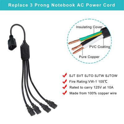 중국 블랙 릴 각 연결 H05vv F 플러그 Iec C13 Iecc14 남성에서 여성 Y 스플리터 케이블 전원 확장 케이블 판매용