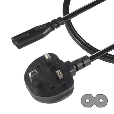 Κίνα 1.8M Μαύρο 0,75mm BS Standard Plug UK 3 Pin με IEC C7 AC καλώδιο ρεύματος με προσαρμοσμένο μήκος προς πώληση