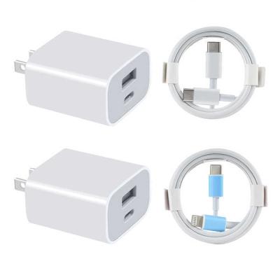 Κίνα Φορτιστής τοίχου USB-C και USB-A 20W US με καλώδιο, Προσαρμογέας τροφοδοσίας γρήγορης φόρτισης για smartphones και tablets προς πώληση