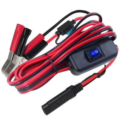 China SAE to Alligator Clip Battery Cable with Fuse and Switch 12V for sale
