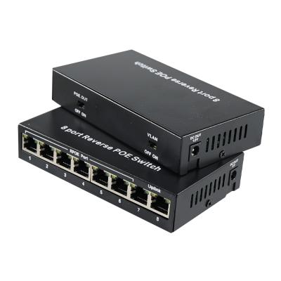 China 8-poort omgekeerde PoE-switch met 12V gelijkstroomuitgang voor IP-camera's Te koop
