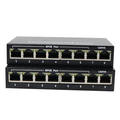 China 8-poort omgekeerde PoE-switch met 12V gelijkstroomuitgang voor IP-camera's Te koop