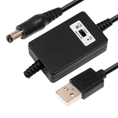 China USB to 9V 12V DC Power Converter Cable Step up Boost Adapter Cord with 5.5x2.1mm Connector for Router Camera Speaker Modem LED for sale