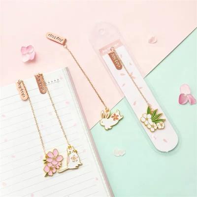 China Metal Bookmark 2023 Hot Sale 4 Piece One Set Cute and Fashion Steel Customized Gravure Printing Japan Flower Casting Sl 3D or 2D for sale