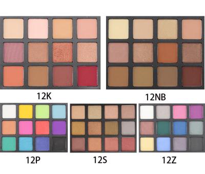 Chine Palette d'aucune de logo couleur professionnelle du maquillage 12 mate et de miroitement de fard à paupières de maquillage à vendre