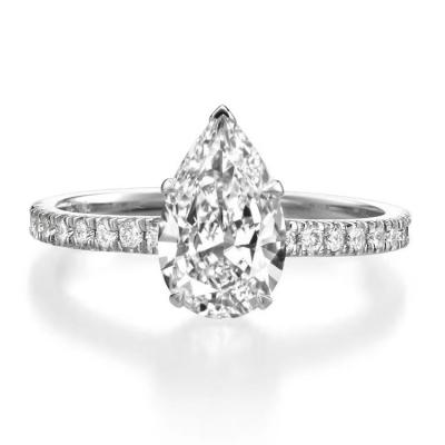 Chine Bague de fiançailles en diamant blanc Bijoux en diamant de laboratoire Forme de coupe de poire personnalisée jours ouvrables7-10 jours à vendre