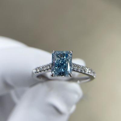 Κίνα Εργαστήριο CVD Radiant Cut Δημιουργήθηκε 1.2CT Συνθετικό Μπλε Διαμάντι IGI Πιστοποιημένο 18K Λευκό Χρυσό Custom Ring Made In China προς πώληση