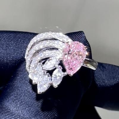 중국 18k 페어 모양 반지 수석 디자인 연구소 성장 핑크 다이아몬드 반지 고급스러운 아름다운 디자인 파티를위한 잔치 판매용