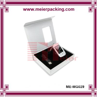 China Clamshell cardboard paper box rigid paper gift box with small clear window for mobile phone packaging for sale