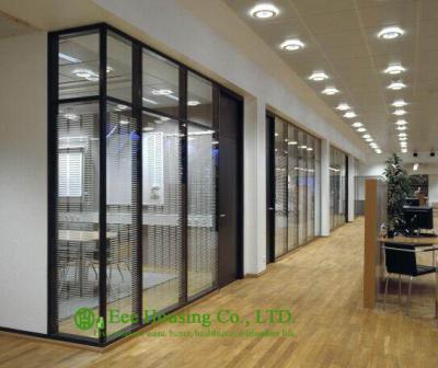 China Aluminum Frame Fixed Partition For Office, Black Color Office Glass Partition for sale