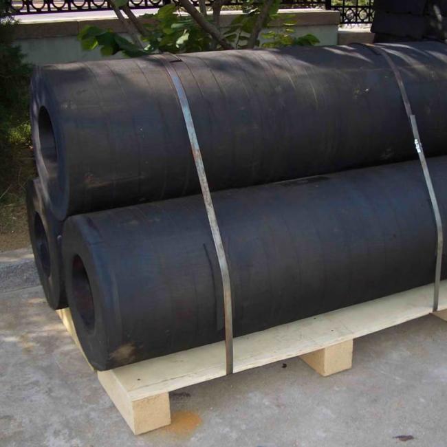 Cylindrical marine fender installation at shipyard quay