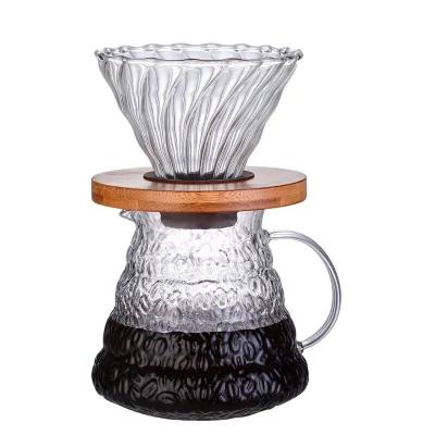 China Production coffee pot High Borosilicate Glass Coffee Dripper Filter with Handle and Lid for sale