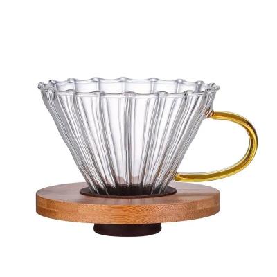 China Production coffee pot High Borosilicate Glass Coffee Dripper Filter with Handle and Lid for sale