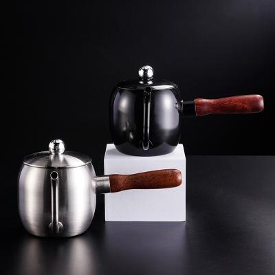 중국 긴 입 304 스테인레스 스틸 커피 냄비 500ml 용량과 나무 손잡이 판매용