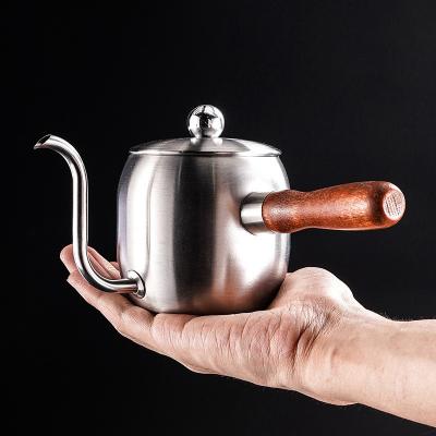 중국 긴 입 304 스테인레스 스틸 커피 냄비 500ml 용량과 나무 손잡이 판매용