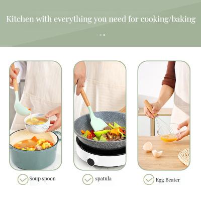 Chine Un ensemble d'outils de cuisine durable avec une spatule en silicone antiadhésif et une poignée en bois à vendre