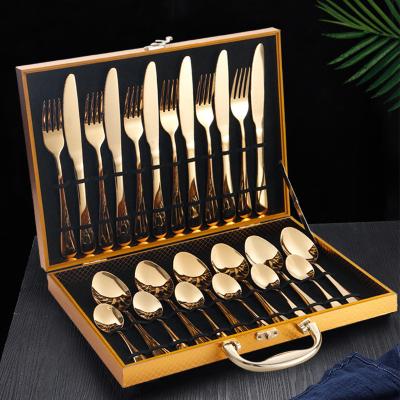 Κίνα Σπίτι Ξενοδοχείο Εστιατόριο Γάμοι 24pcs πολυτελή χρυσό μαχαιροπλαστική σετ με ανοξείδωτο χάλυβα προς πώληση