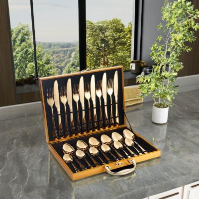 Chine Set de couverts en acier inoxydable Hôtel de mariage Argent de luxe Cuillère et fourchette en or à vendre