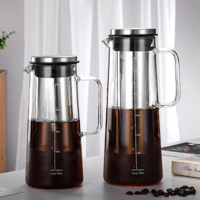 중국 생산 1L/1.4L 고보로실리케이트 유리 물병 스테인레스 스틸 필터 판매용