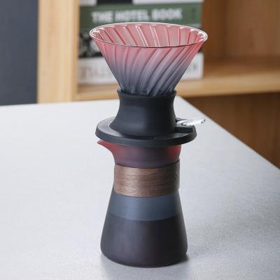 China Hand Pressing Type Borosilicate Glass Hand Drip Coffee Pot with Stainless Steel Filter for sale