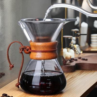 중국 304 스테인레스 스틸 필터 클래식 400ml 유리 커피 메이커 판매용