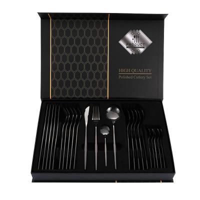 Chine Design moderne Style de luxe Couverts en acier inoxydable ensemble couteau fourchette cuillère avec boîte cadeau à vendre