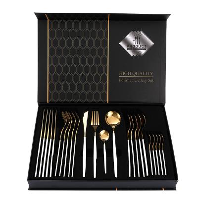 Chine Design moderne Style de luxe Couverts en acier inoxydable ensemble couteau fourchette cuillère avec boîte cadeau à vendre