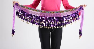 Cina 88 sciarpe chiffone Shinning dell'anca di danza del ventre delle monete di oro con Paillettes e le pietre preziose in vendita