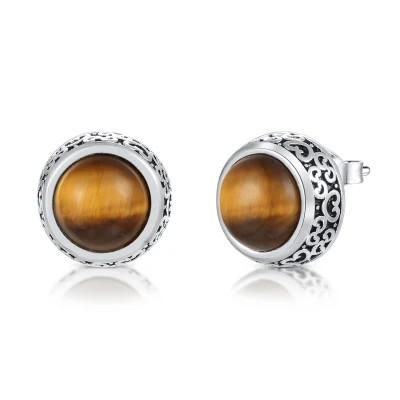 Chine Cru rond moderne Amber Earrings de boucles d'oreille argentées de la CZ de la mode 925 à vendre