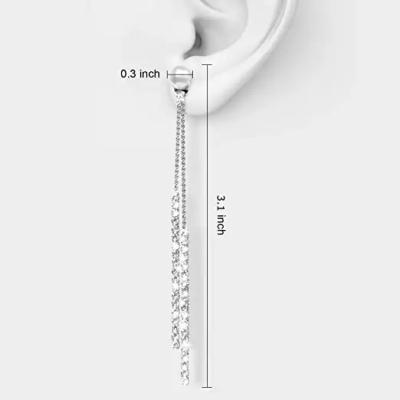 Chine Boucles d'oreille argentées de la CZ du cercle 925 de boulon de foudre, boucles d'oreille à chaînes de la longue baisse 0.8g à vendre