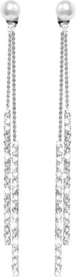 Chine Boucles d'oreille argentées de la CZ du cercle 925 de boulon de foudre, boucles d'oreille à chaînes de la longue baisse 0.8g à vendre