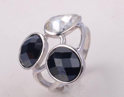 Chine Agate noire pierre précieuse 925 Anneaux en argent avec placage au rhodium Anneaux en argent sterling en argent sterling avec pierre à vendre