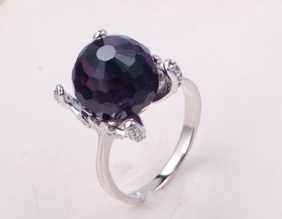 Chine Agate noire pierre précieuse 925 Anneaux en argent avec placage au rhodium Anneaux en argent sterling en argent sterling avec pierre à vendre