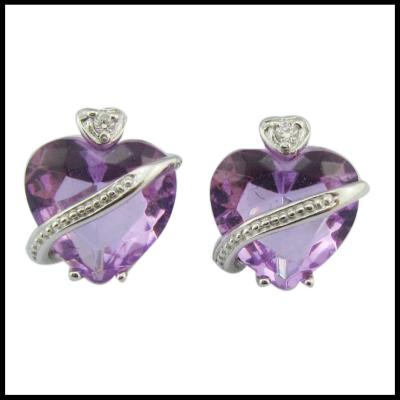 Chine Boucles d'oreilles en pierre précieuse en forme de cœur en rhodium Lapis Lazuli Cube Zirconia Casual / Style de fête à vendre