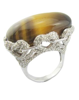 Chine Année éblouissante pierre précieuse Anneaux en argent sterling Oeil de tigre pierre sterling bande d'argent sterling Anneau sterling argent unique à vendre