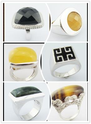 Chine Année éblouissante pierre précieuse Anneaux en argent sterling Oeil de tigre pierre sterling bande d'argent sterling Anneau sterling argent unique à vendre