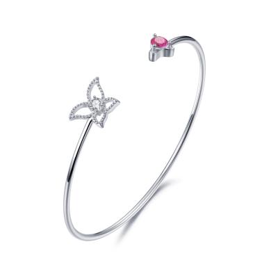 Chine 4.30g a personnalisé le coeur rouge de Sterling Silver Bangle For Ladies 6.0mm à vendre